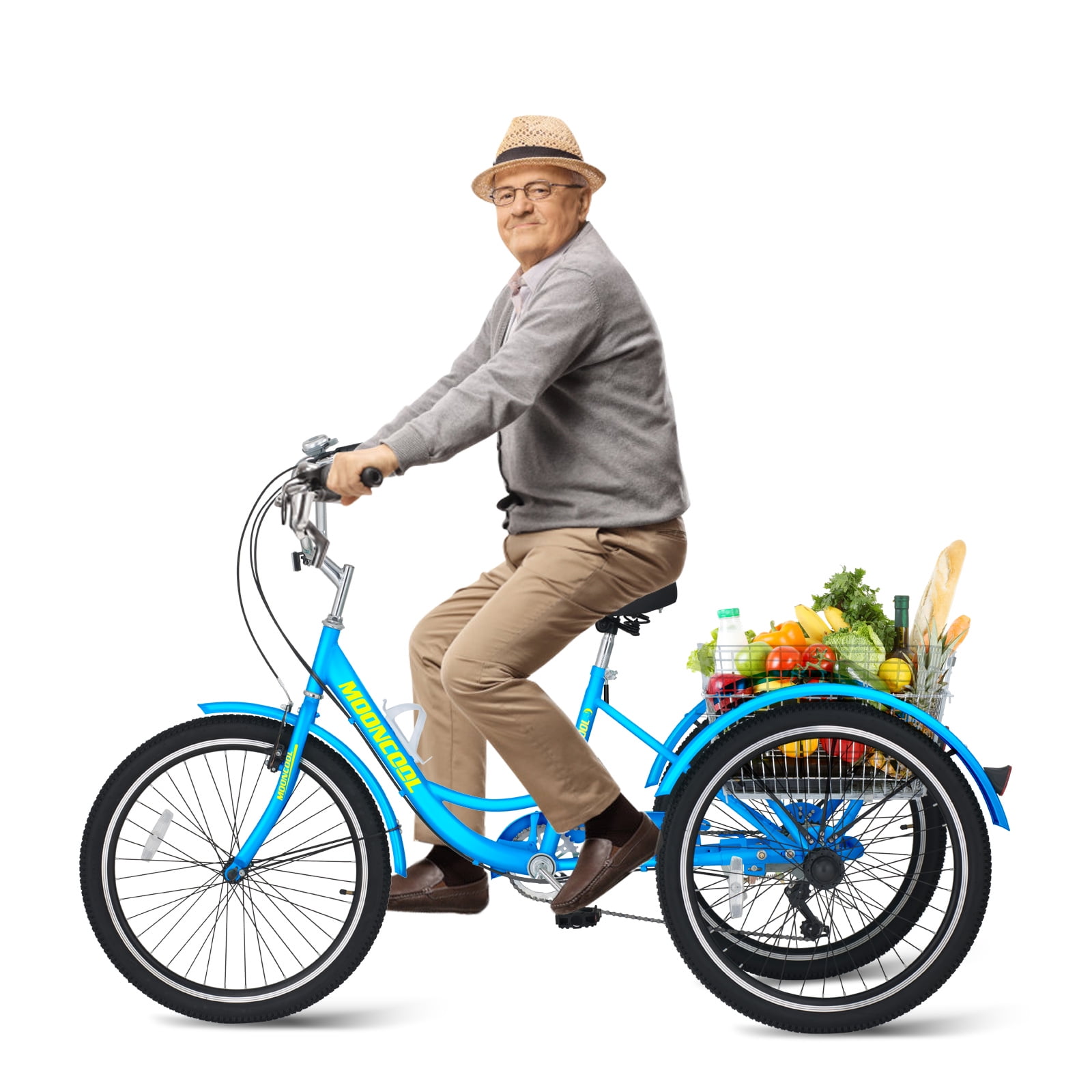 MOONCOOL Adult Tricycles with Backrest, 3 Wheel 7 Speed Trikes, 20/24 ...