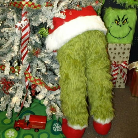 Furry Green Head for Christmas Tree Decorations, Grinch Tree Topper, Dr ...