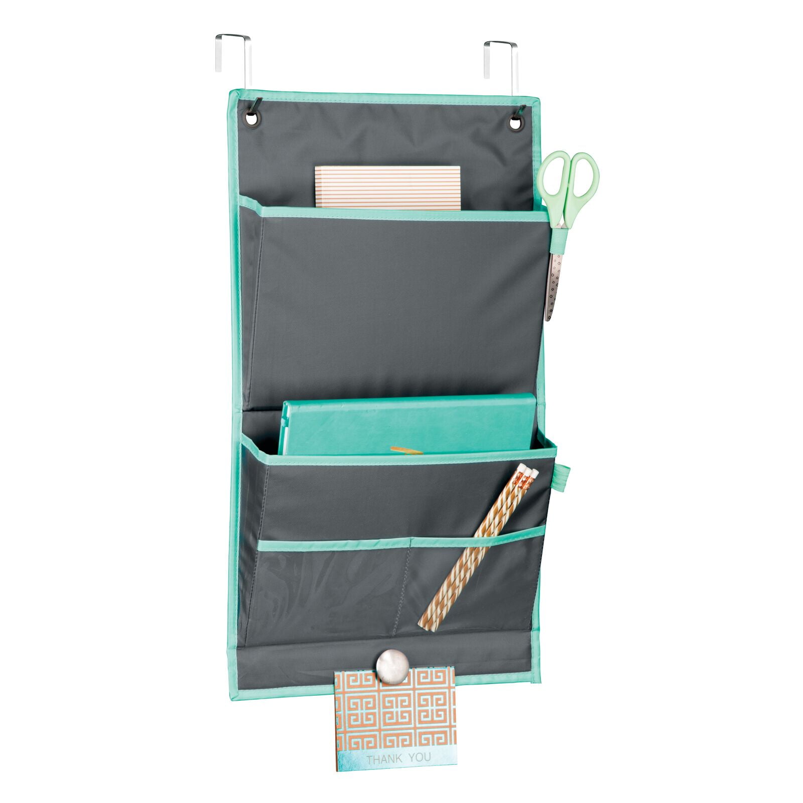 mDesign Soft Fabric Over the Door Hanging Storage Organizer - 4 Pockets ...