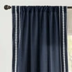 Lush Décor Olivia Ric Rac Embroidery Border Window Panel Navy/White ...