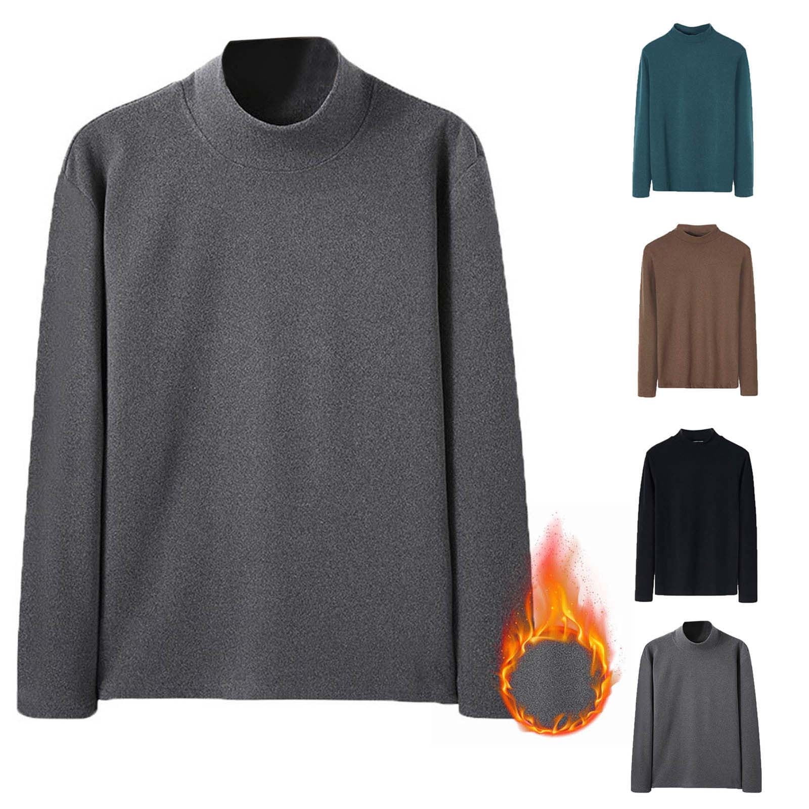 Lovzfmll Mens Thermal Top With Solid Color Long Sleeve  Crew Neck Base Layer With High Elasticity And Breathable Fabric For All-Day