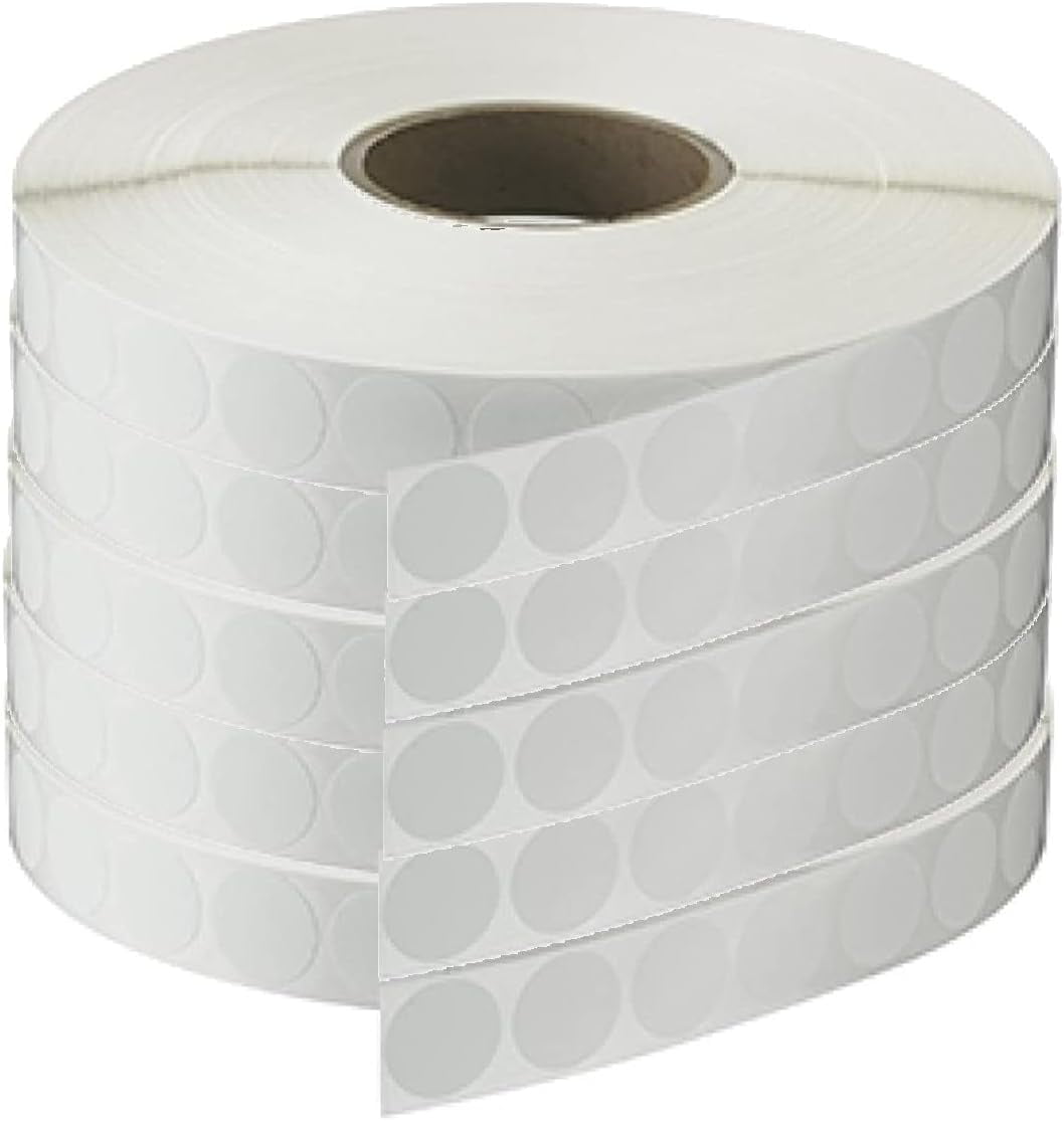 Round 1" White Litho Paper Wafer Tab Seals, Permanent Adhesive - 5 ...