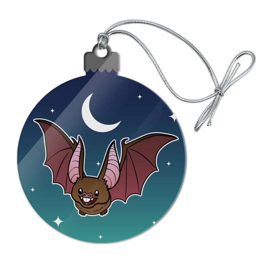 Cute Bat Cartoon Flying at Night Acrylic Christmas Tree Holiday ...