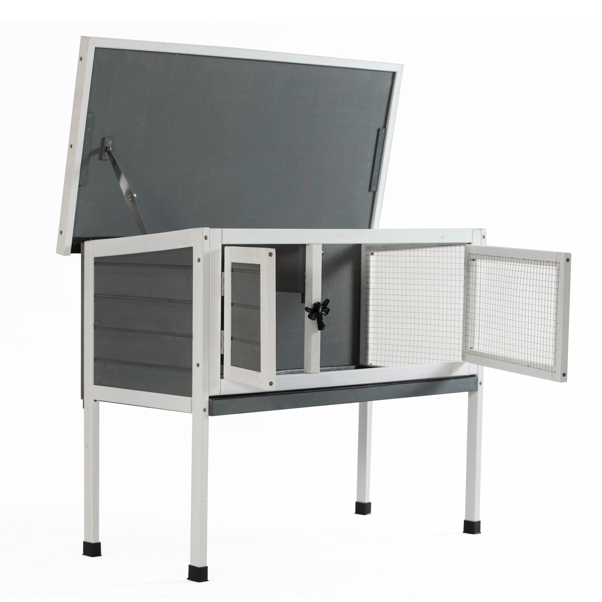 Seizeen 36 inch Rabbit Hutch, Small Wooden Bunny House with Two ...