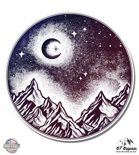 Night Sky in the Mountains Beautiful Celestial Moon - 8" Vinyl Sticker ...