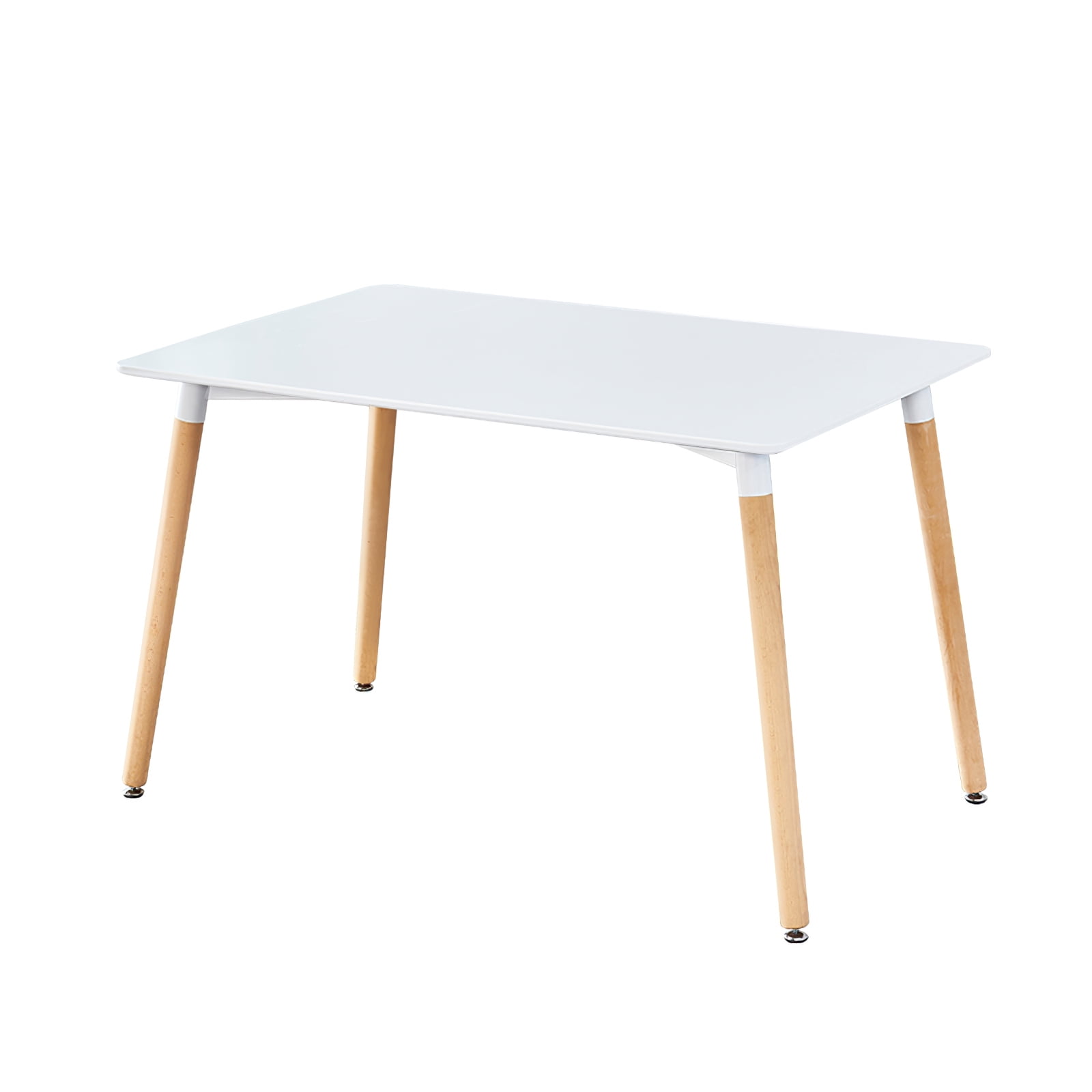 Lecut White Dining Table Wood Rectangle Kitchen Table with Adjustable ...