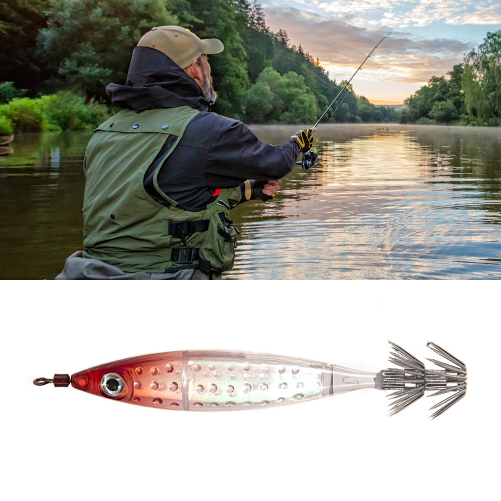 10cm Fishing Lure Hard Attractive ABS Artificial Bait Squid Jigging for ...