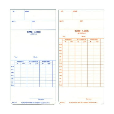 TOPS, TOP1275, Bi-Weekly Time Clock Cards, 500 / Box, Manila - Walmart.com