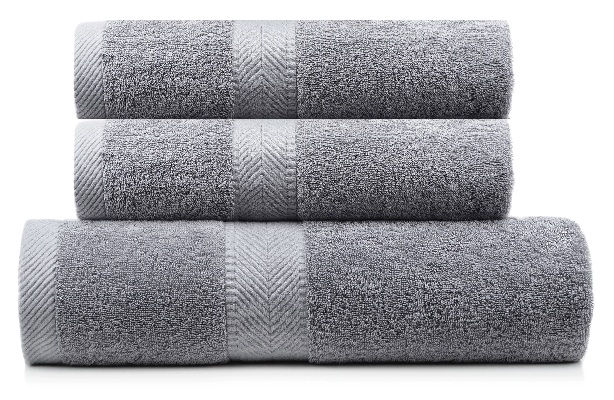 Terry Cotton Towels for Bath and Shower, Vat Dyed Towels, Set of 3 ...