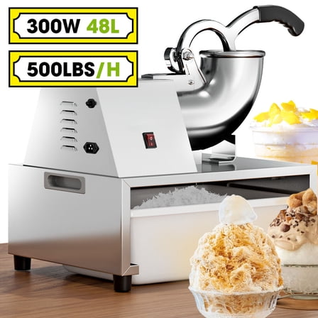 VNN Commercial Ice Crusher, 500LB/H Electric Ice Shaver, 48L Snow Cone ...