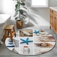 Area Rug 36in, Nautical Ocean Starfish Seashell Patchwork Floor Carpet ...