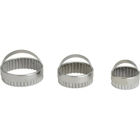3-Piece Stainless Steel Round Cookie Biscuit Cutters Set - Crinkle ...