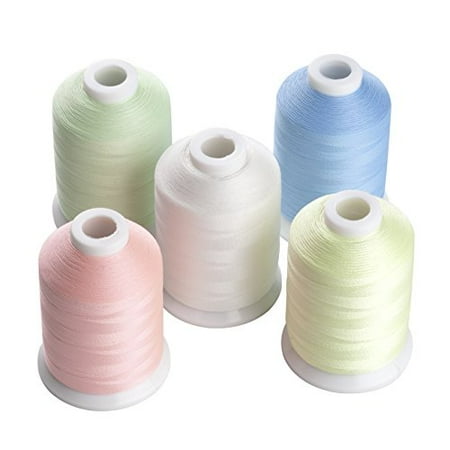 Simthread Glow in The Dark Machine Embroidery Thread 1000yards(1000M) 5 ...