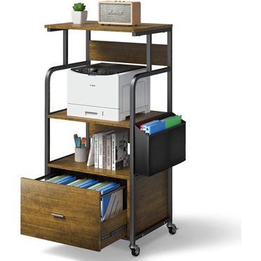 3-Shelf Mobile Printer Stand with Storage Shelves, Printer Cart on ...