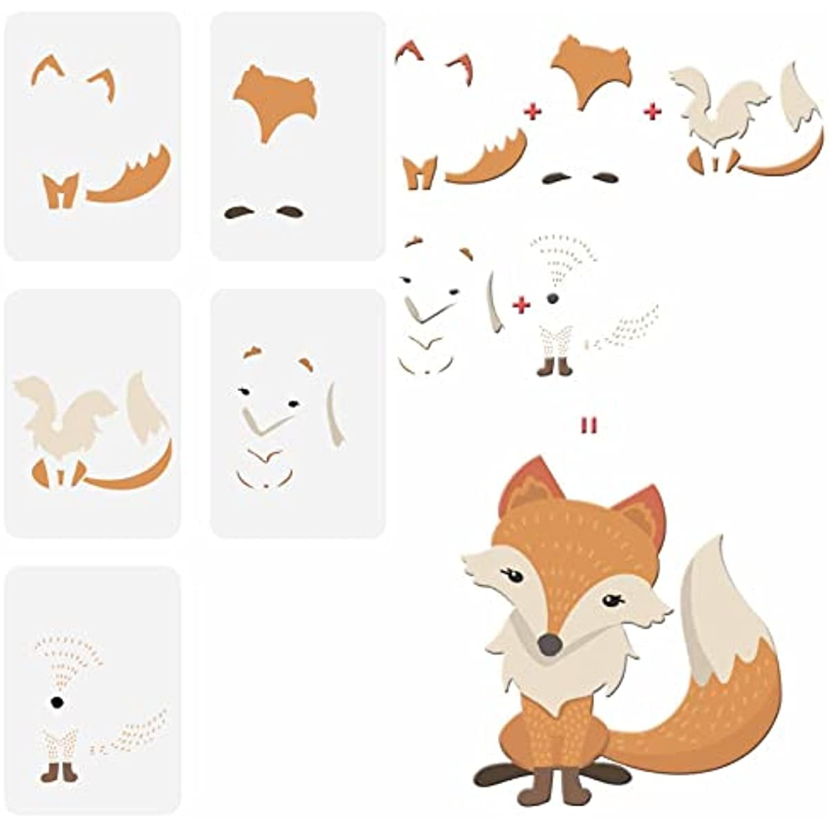 5pcs Fox Drawing Painting Stencils Templates 11.6x8.3inch Fox Pattern ...
