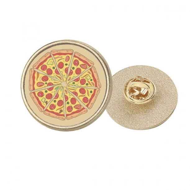 Peppers Pizza Italy Tomato Foods Round Metal Golden Pin Brooch Clip ...