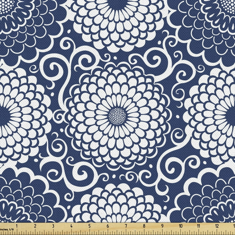 Navy Blue Print Fabric