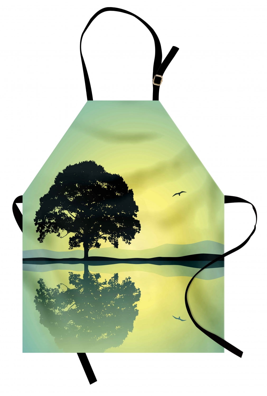 Nature Apron A Plant Standing Alone with Reflection in Water Gulls ...