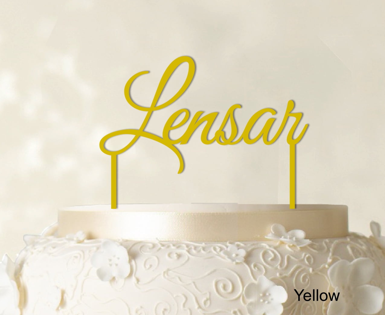 """Lensar"" Custom Name Cake Topper Personalized Yellow Cake Toppers ...