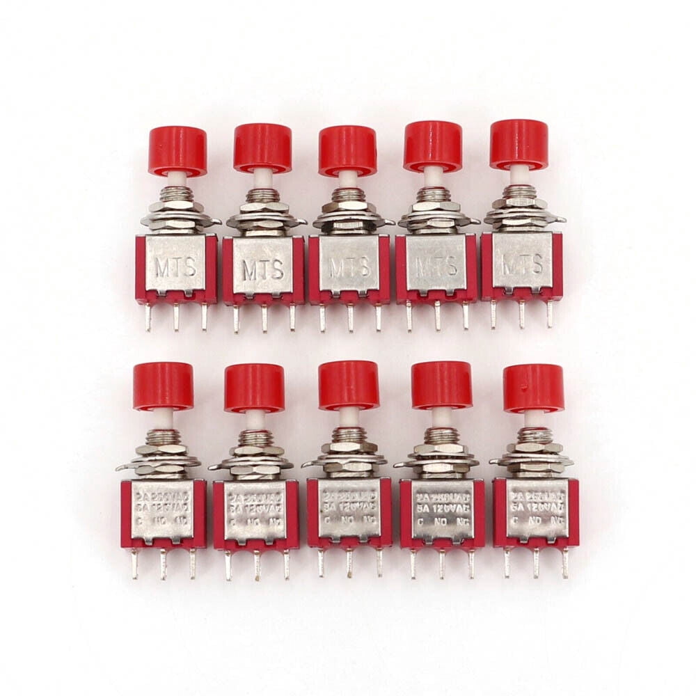10Pcs Momentary Snap-Acting 3-Pin SPDT 6mm Panel Mount Mini Push Button ...