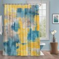 Blue Yellow Abstract Oil Painting Shower Curtain for Bathroom, Graffiti ...