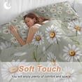 Daisy Flower Duvet Cover Set Full Size, Watercolor Leaf 4 Piece Soft ...