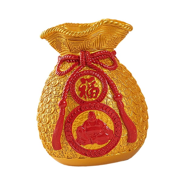Tnarru Chinese New Year Feng Shui Blessing Bag Vase Decor Desktop ...