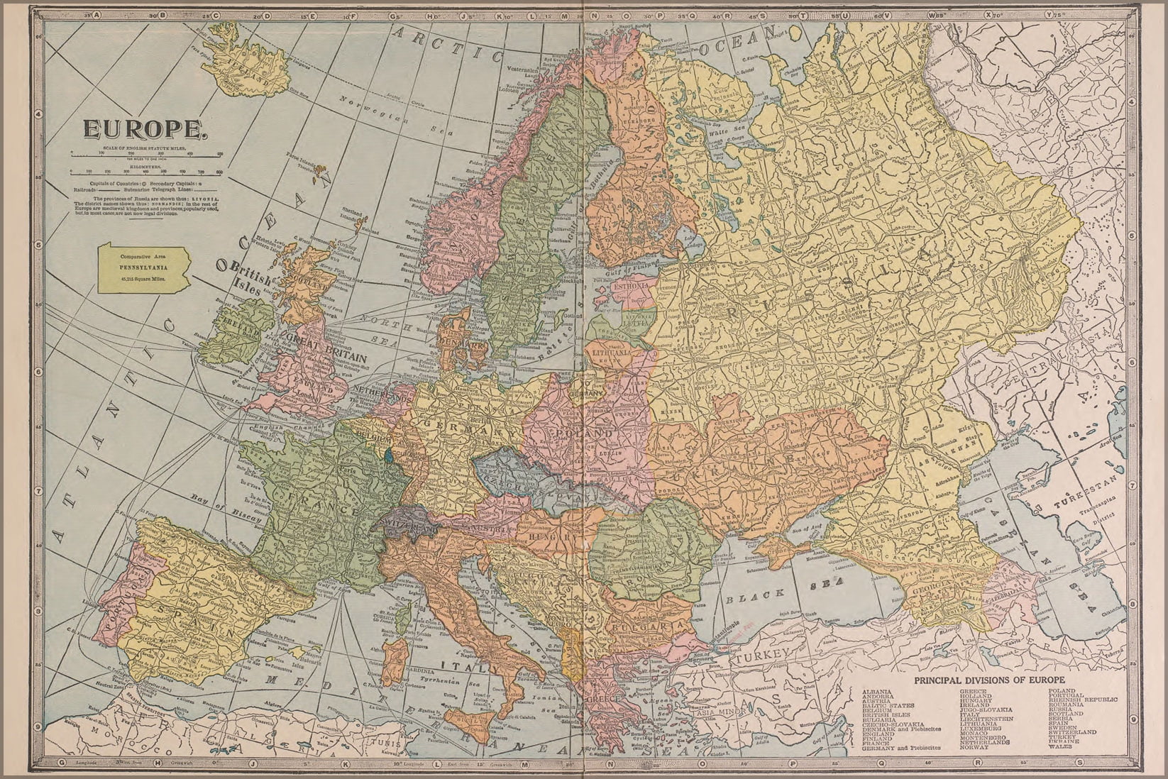 24"x36" Gallery Poster, map of europe 1927 - Walmart.com