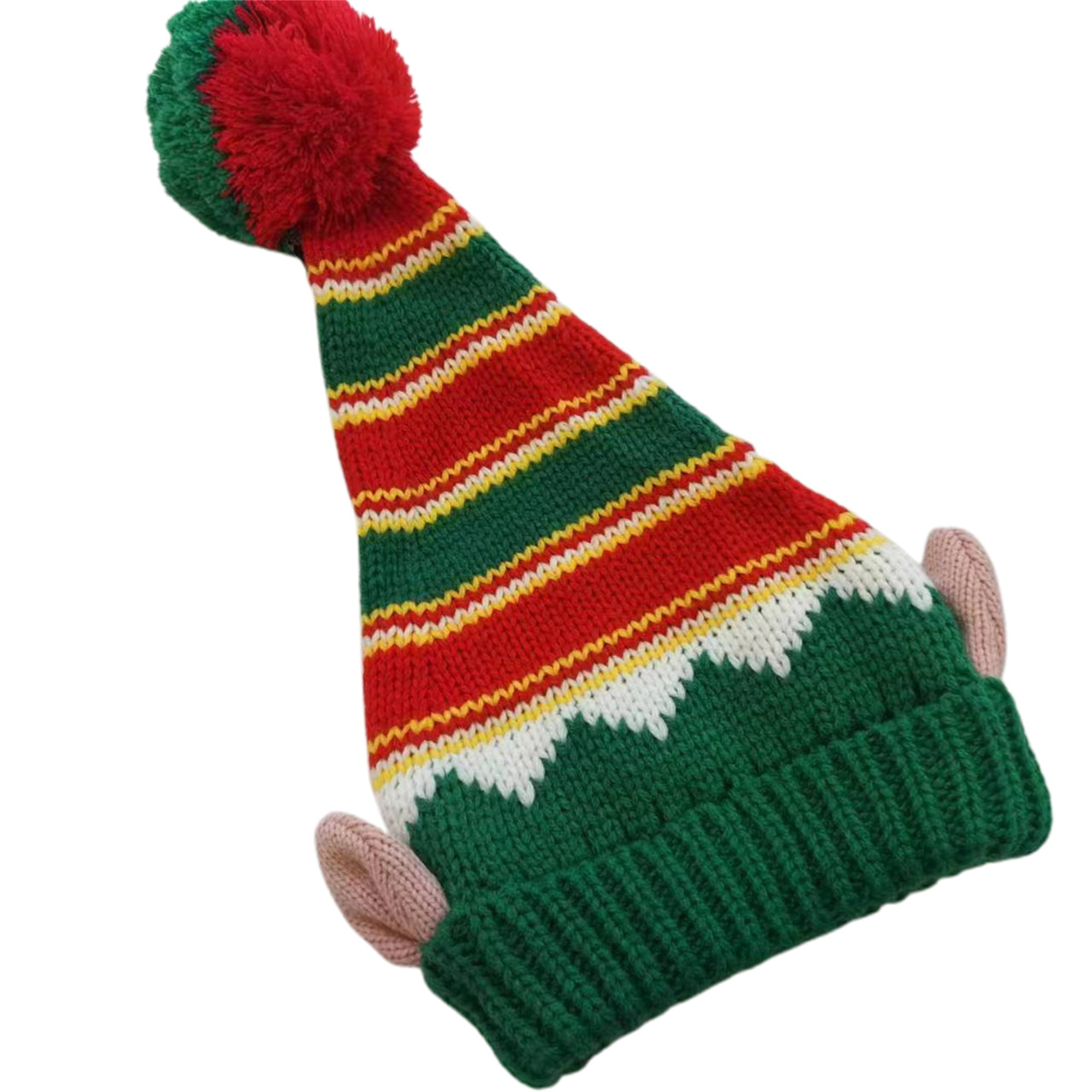 Click here for Sunsiom Christmas Elf Hat Striped Knit Hat With El... prices