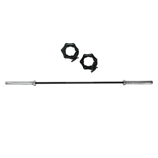 Tru Grit Fitness 45 lb Olympic Weight Bar Barbell with Set of 2 Black ...