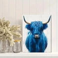 Blue Highland Cow Canvas Print, Farmhouse Decor for Living Room Bedroom ...