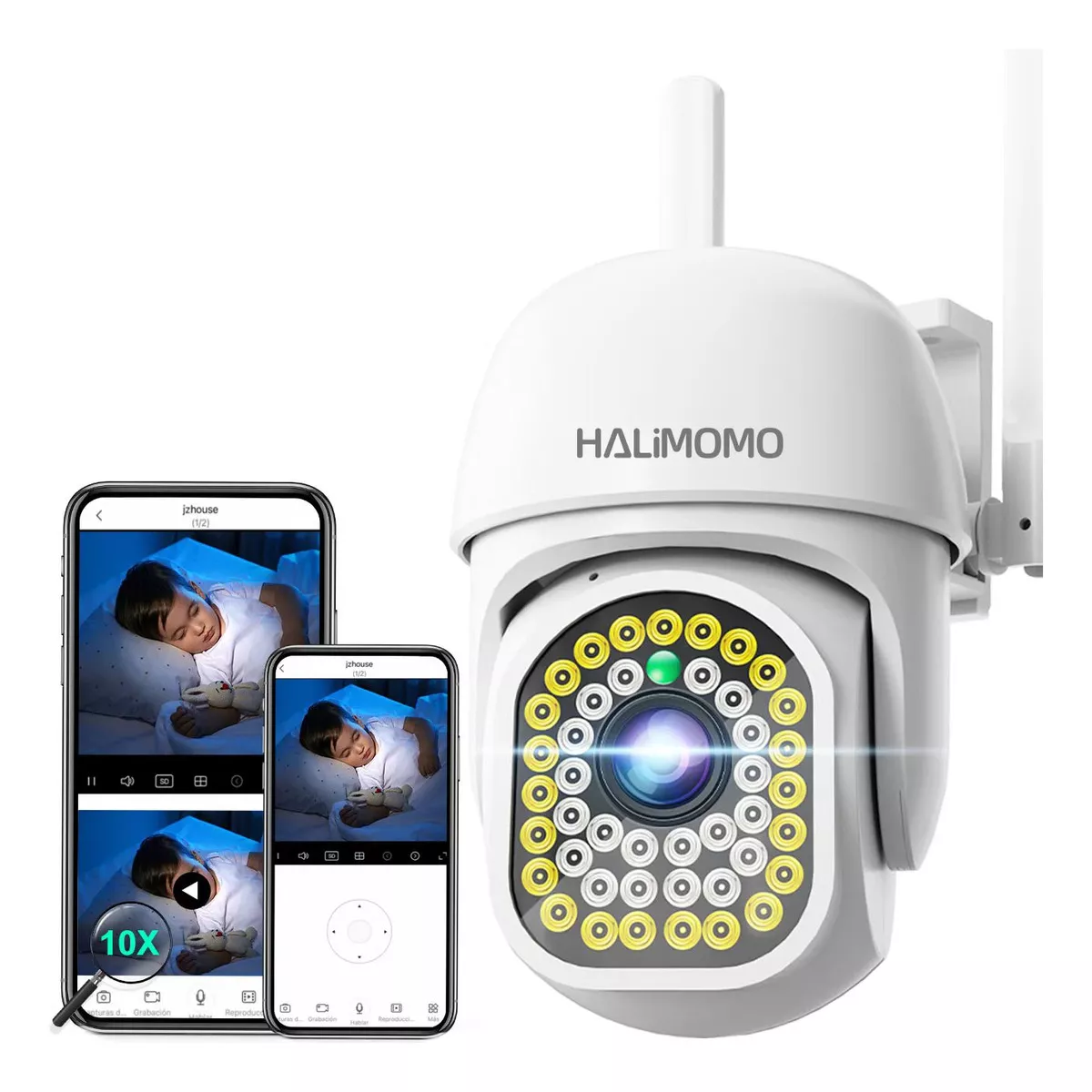 Cámara Seguridad Wifi Exterior Inalámbrica Alarma Vigilancia HALIMOMO ...