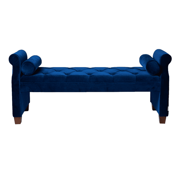 Jocelyn Tufted Roll Arm Entryway Bench, Navy Blue - Walmart.com