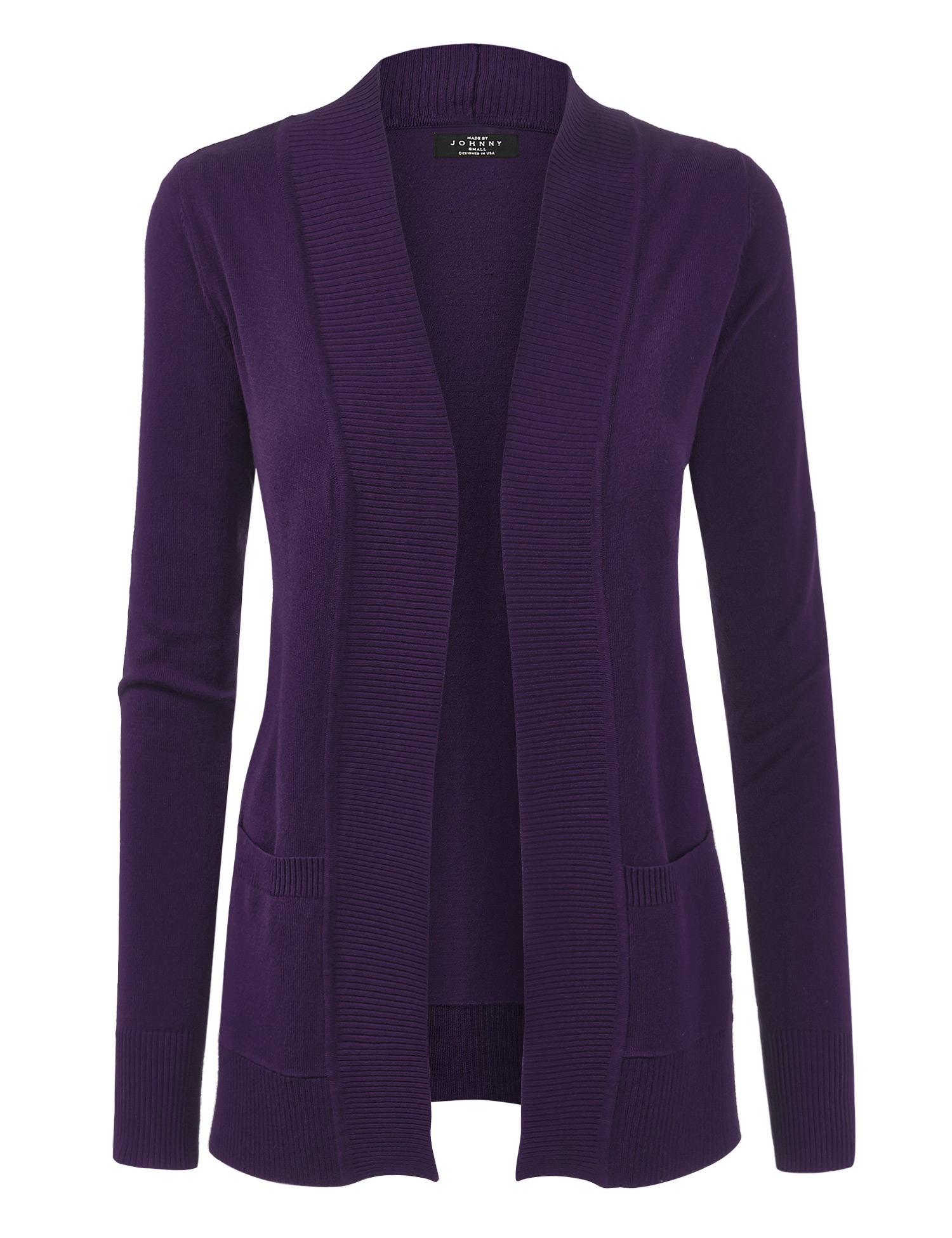 MBJ WSK926 Women Open Front Knit Cardigan L DARK_PURPLE - Walmart.com