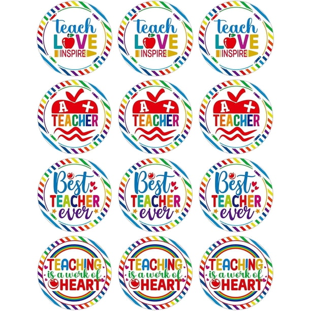 shiyou-36Pcs Thank You Teacher Sticker Labels 1.5" Colorful Teacher ...