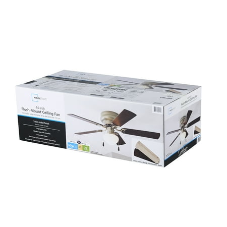 Mainstays 44" Hugger Indoor Ceiling Fan with Single Light, Satin Nickel ...