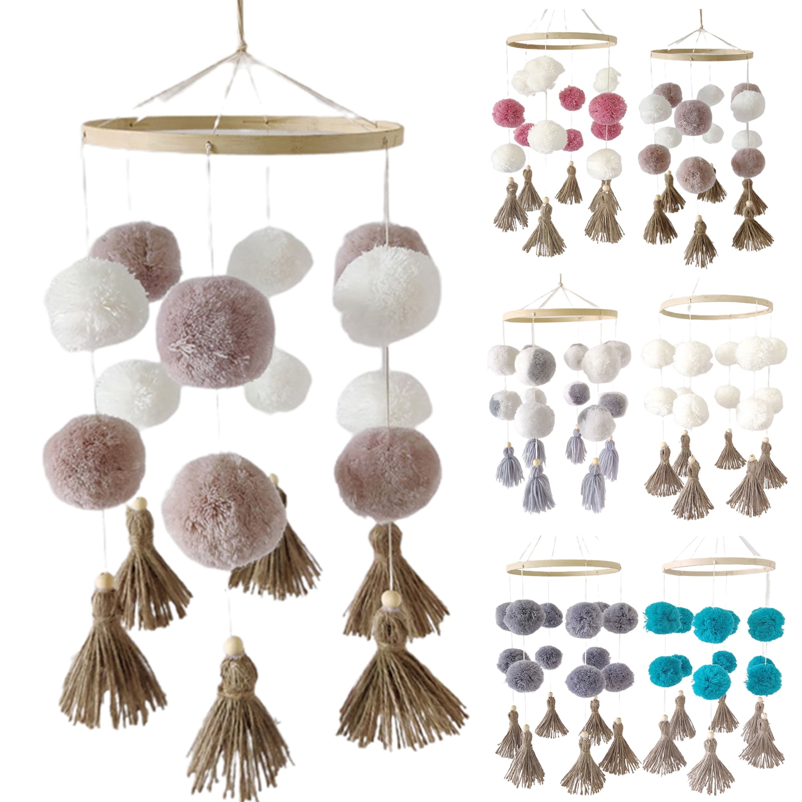 Visually Appealing Rotating Wood Baby Crib Rattles with Pompon - Crib ...