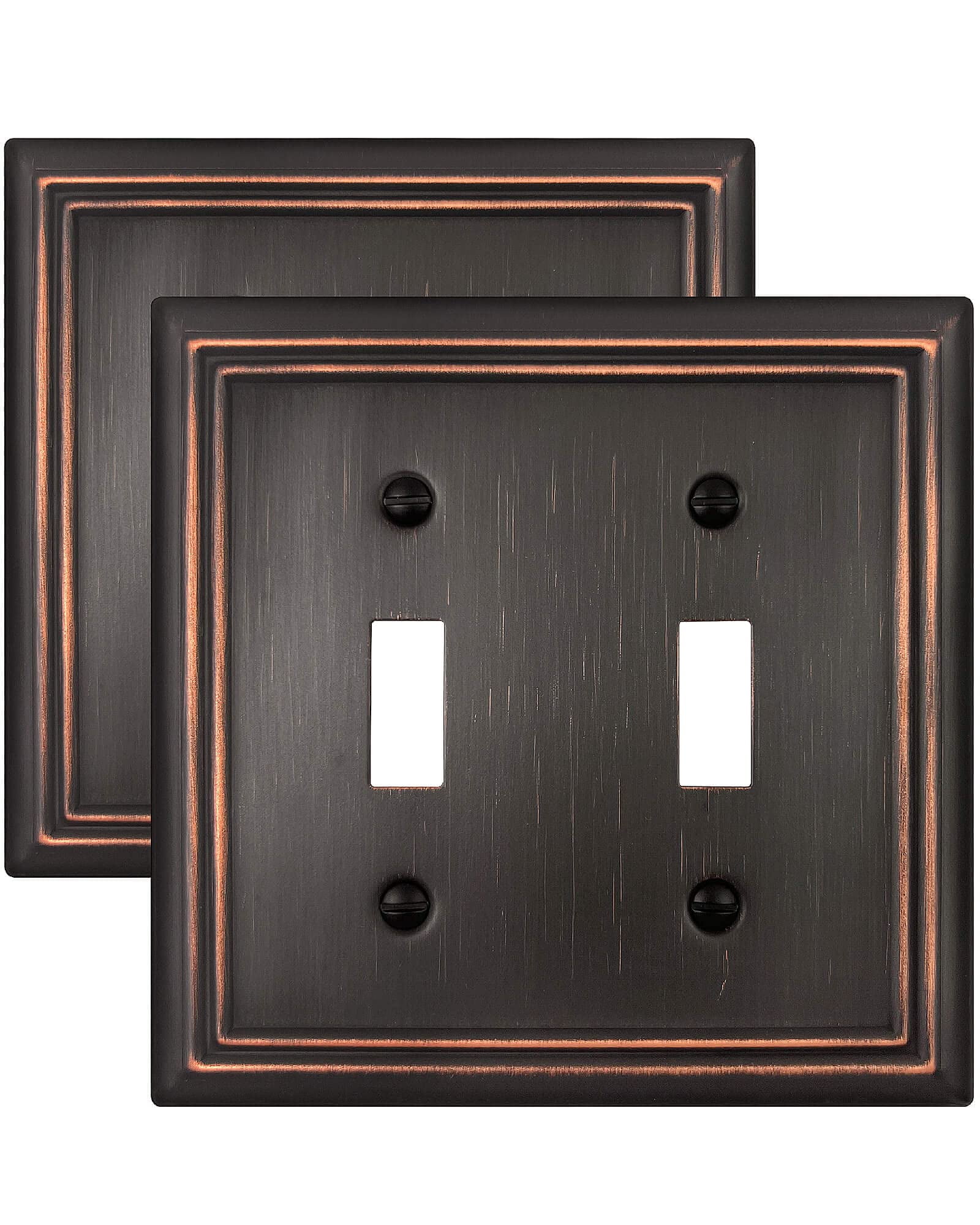 Open Box ZILLSEA DOUBLE TOGGLE WALL PLATE Aged Bronze Light Switch ...