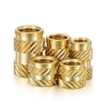 40pcs 1/4" Brass Threaded Inserts, UNC Knurled Nuts, 1/4"-20x8x8 Heat ...