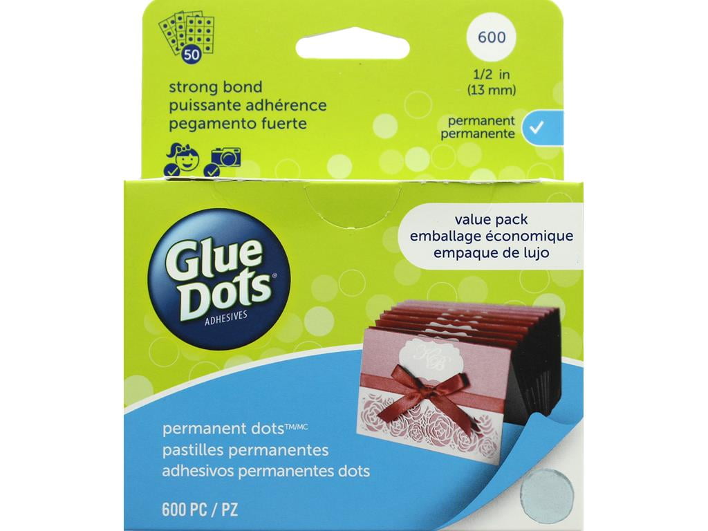 Glue Dots .5" Permanent Dot Sheets Value Pack - 600 Clear Dots ...