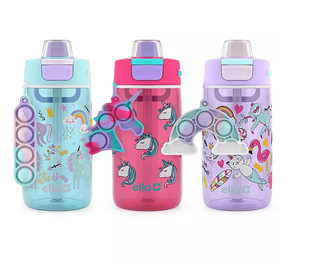 Ello Colby Pop! 14oz Tritan Kids Sweet Escape Water Bottles with Fidget ...
