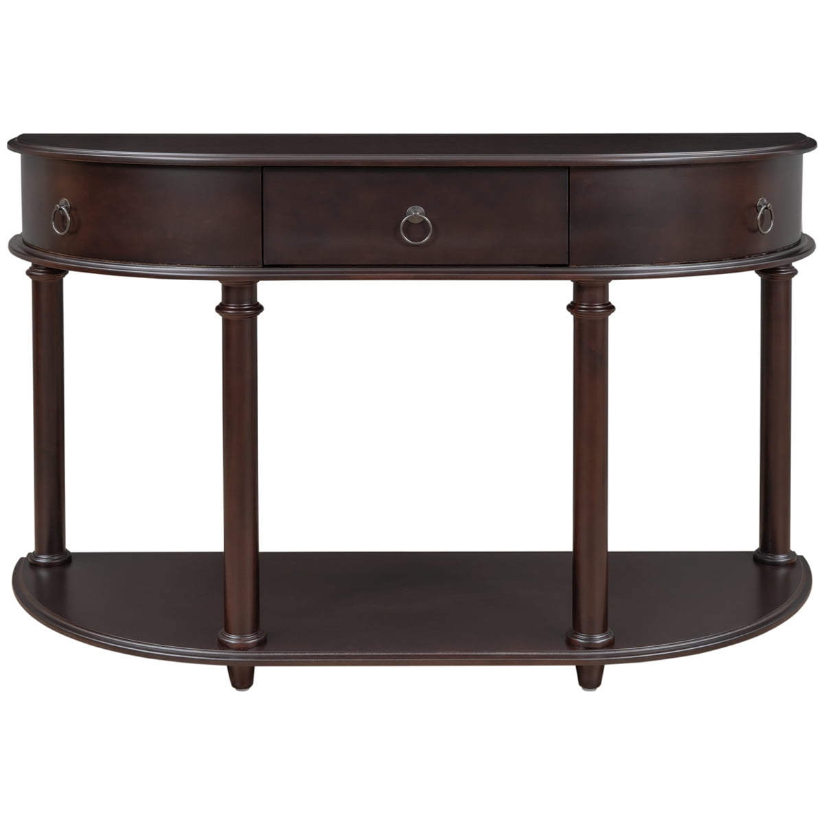 Retro Curved Console Table, Half Moon Entry Table with Solid Wood Frame ...