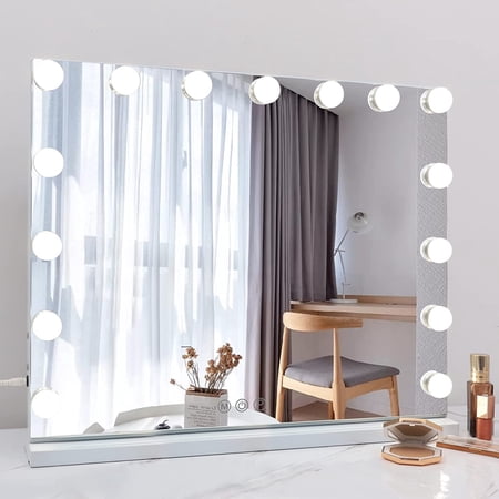 Large Hollywood Vanity Mirror with Lights and 18 Dimmable LED Bulbs ...