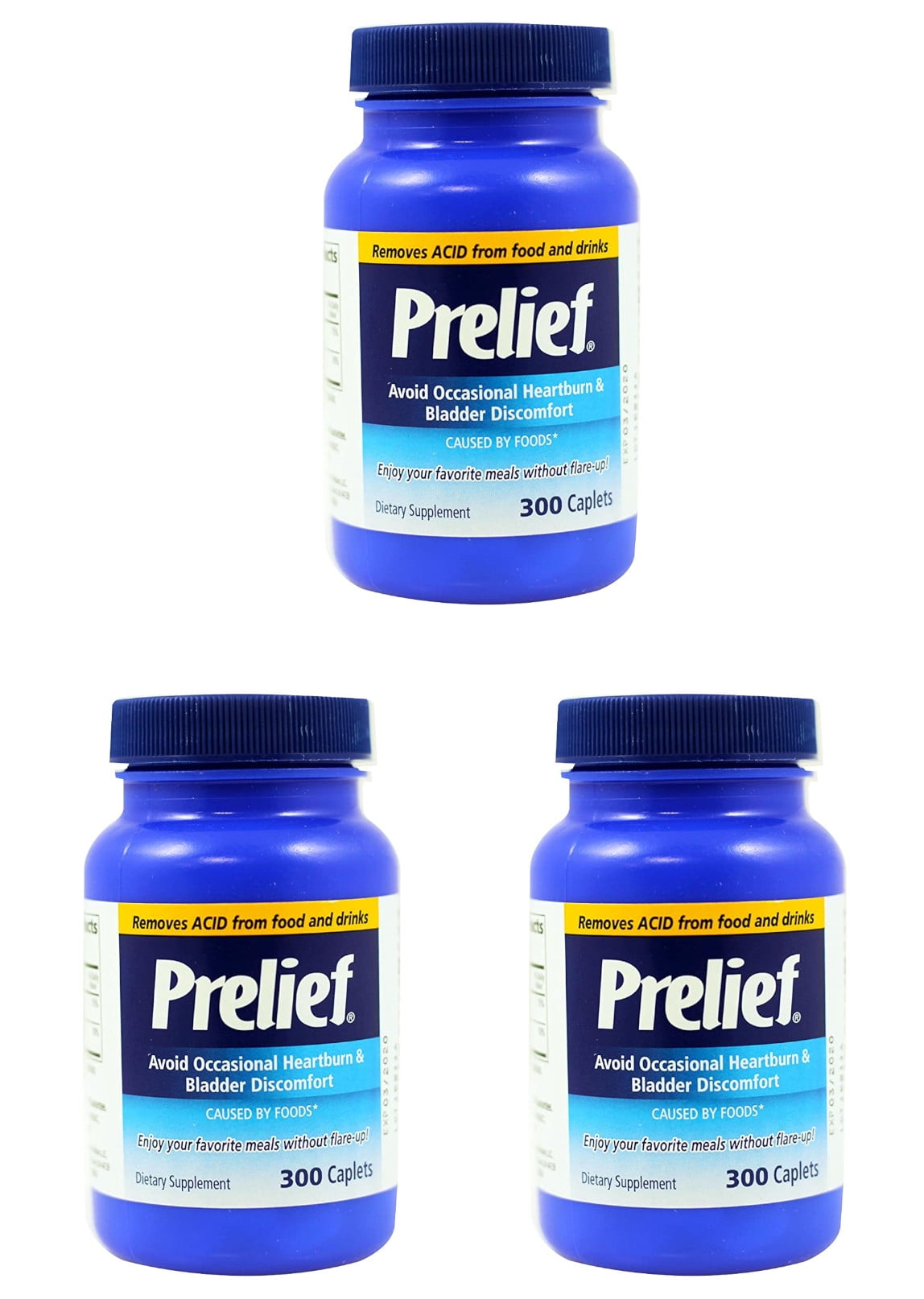(3 Pack) Prelief Acid Reducer Dietary Supplement Caplets, 300 Count ...