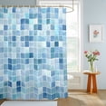 Bathroom Shower Curtain Light Blue White Color Block Waterproof Shower ...
