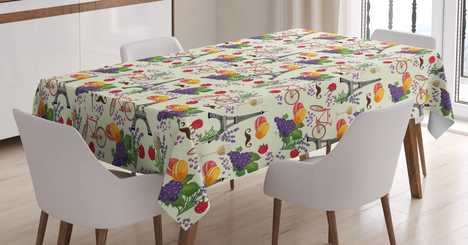 Ambesonne Colorful Tablecloth Rectangular Table Cover, French Wine ...