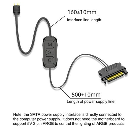 ARGB Cooling Fan Controller 3pin to SATA Power controller SATA Hub RGB ...