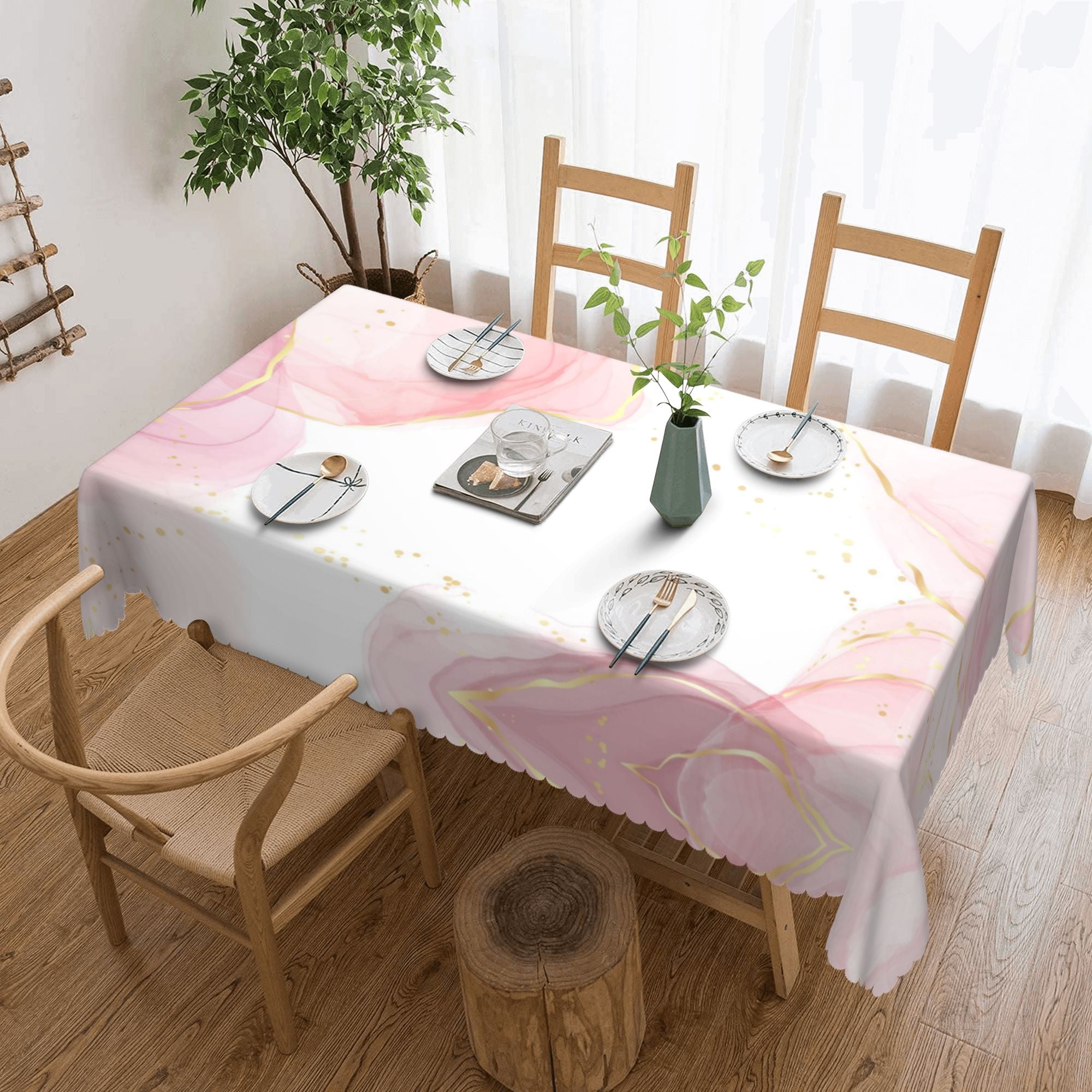 XMXY Table Cloth Rectangle Table, Liquid Golden Splash Background ...