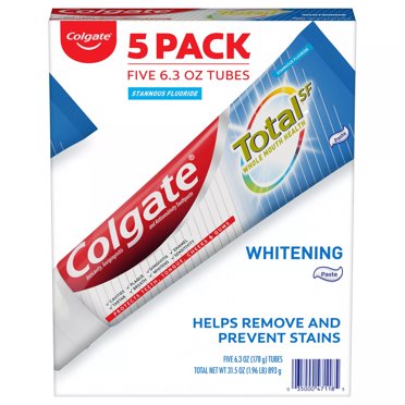 Colgate Total Whitening Toothpaste, 4.8 Oz, 4 Ct, Multi Benefit with Sensitivity Relief ...