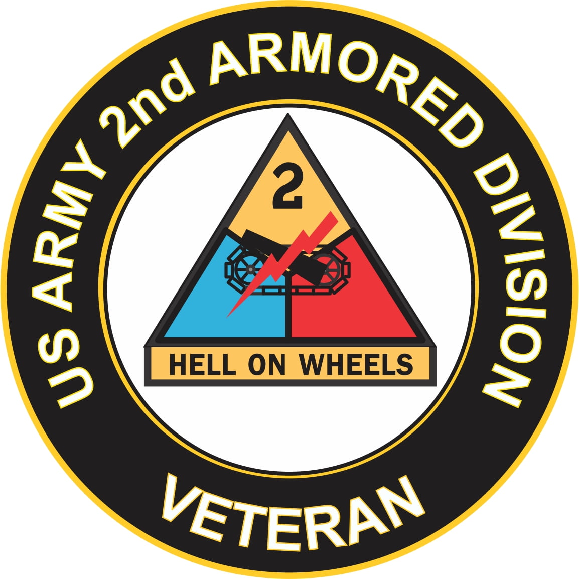 3.8 Inch U.S. Army Veteran 2nd Armored Division Sticker Decal - Walmart.com